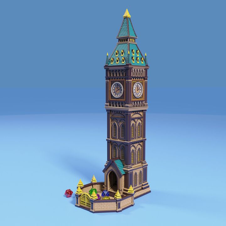 3D Printable Clocktower Dice Tower / Board Game Equipment / Magic Decoration Collectible Item ...